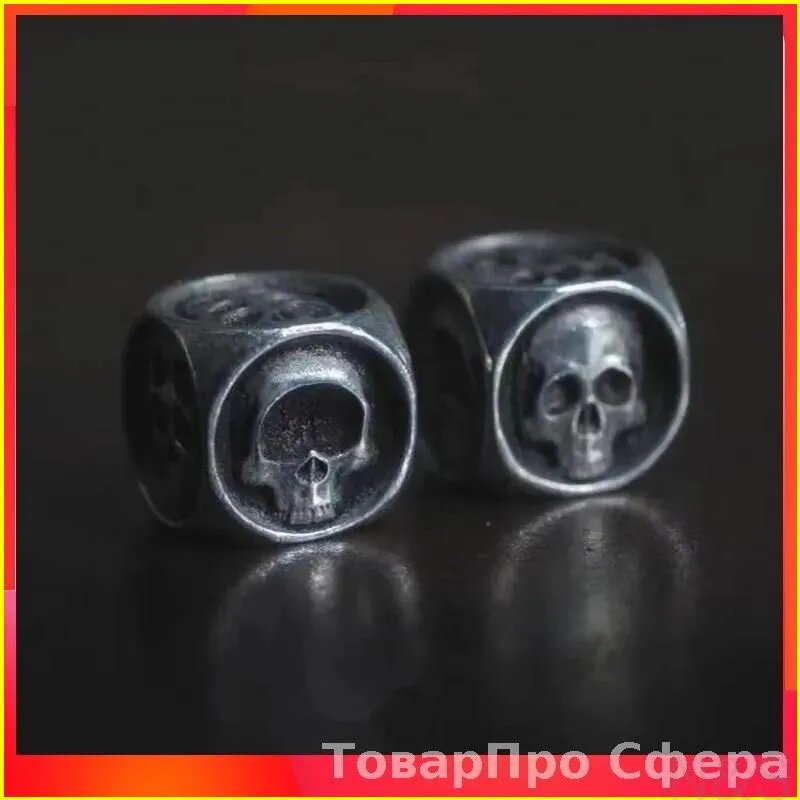 6шт Кости черепа Игральные кости с шестигранным серебряным скелетом