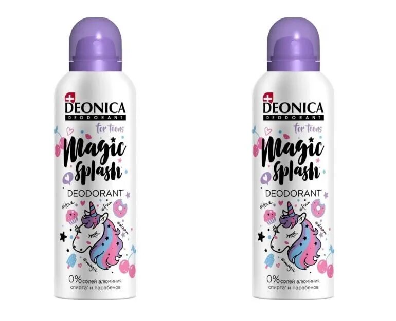 DEONICA Дезодорант для девочек For Teens Magic splash, 125 мл, 2 шт