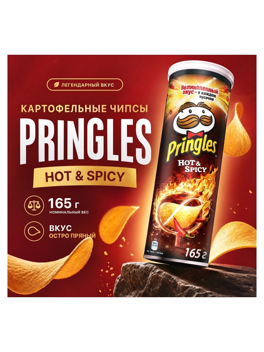 Картофельные чипсы Pringles Остро Пряный 165 г