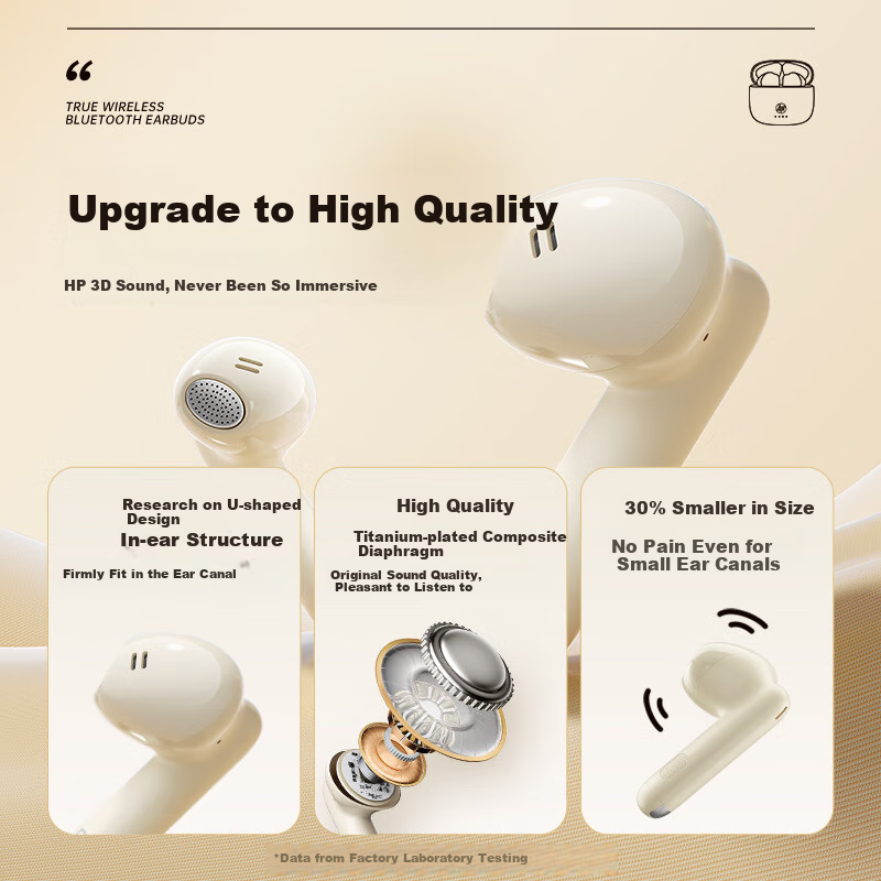 HP H10J True Wireless Bluetooth 5.4 ENC шумоподавление полузакрытые наушники для игр офиса музыки совместимость с Apple