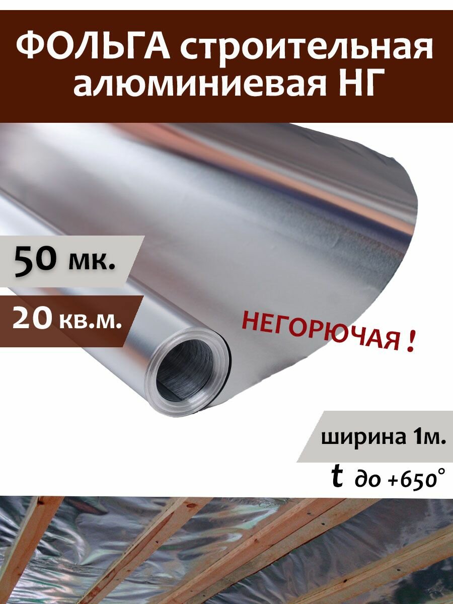 Фольга для бани негорючая, мегаспан 1м-20м2 50мкм Отражающая изоляция для бань, саун, жилых и производственных зданий, уменьшает потери тепла и предотвращает образование конденсата