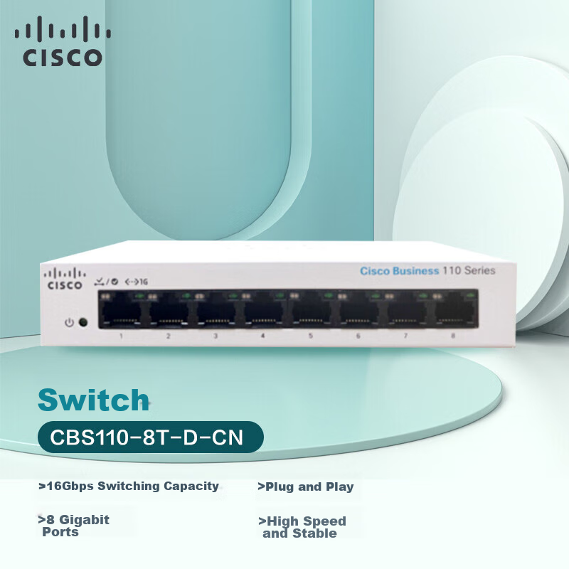 CISCO CBS110-8T Gigabit 8-Port Enterprise Non-Managed Ethernet Switch Non-POE Цвет：CBS110-8T Рекомендовано студией