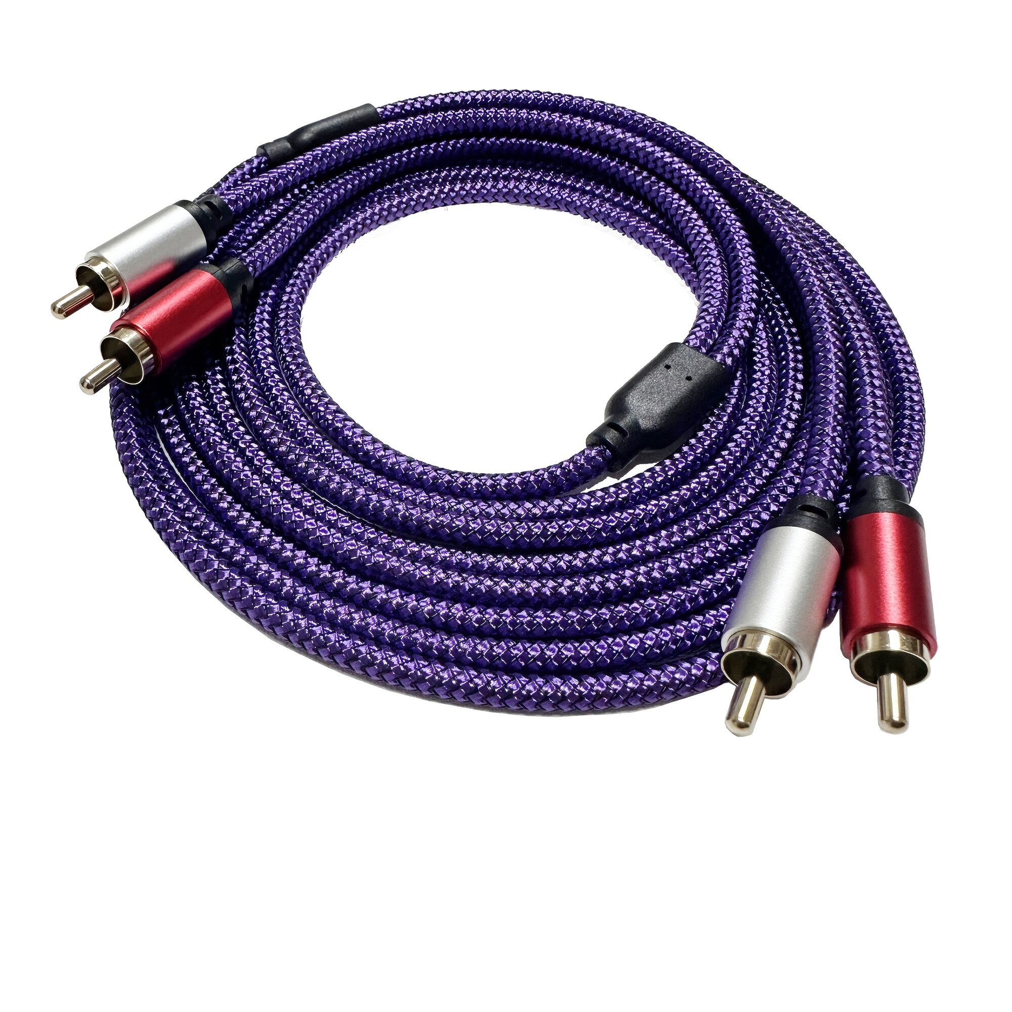 Аудиокабель 2 RCA M/M стерео, 24K золотое покрытие, медная жила, 2RCA штекер-штекер, длина 39.37 дюйма