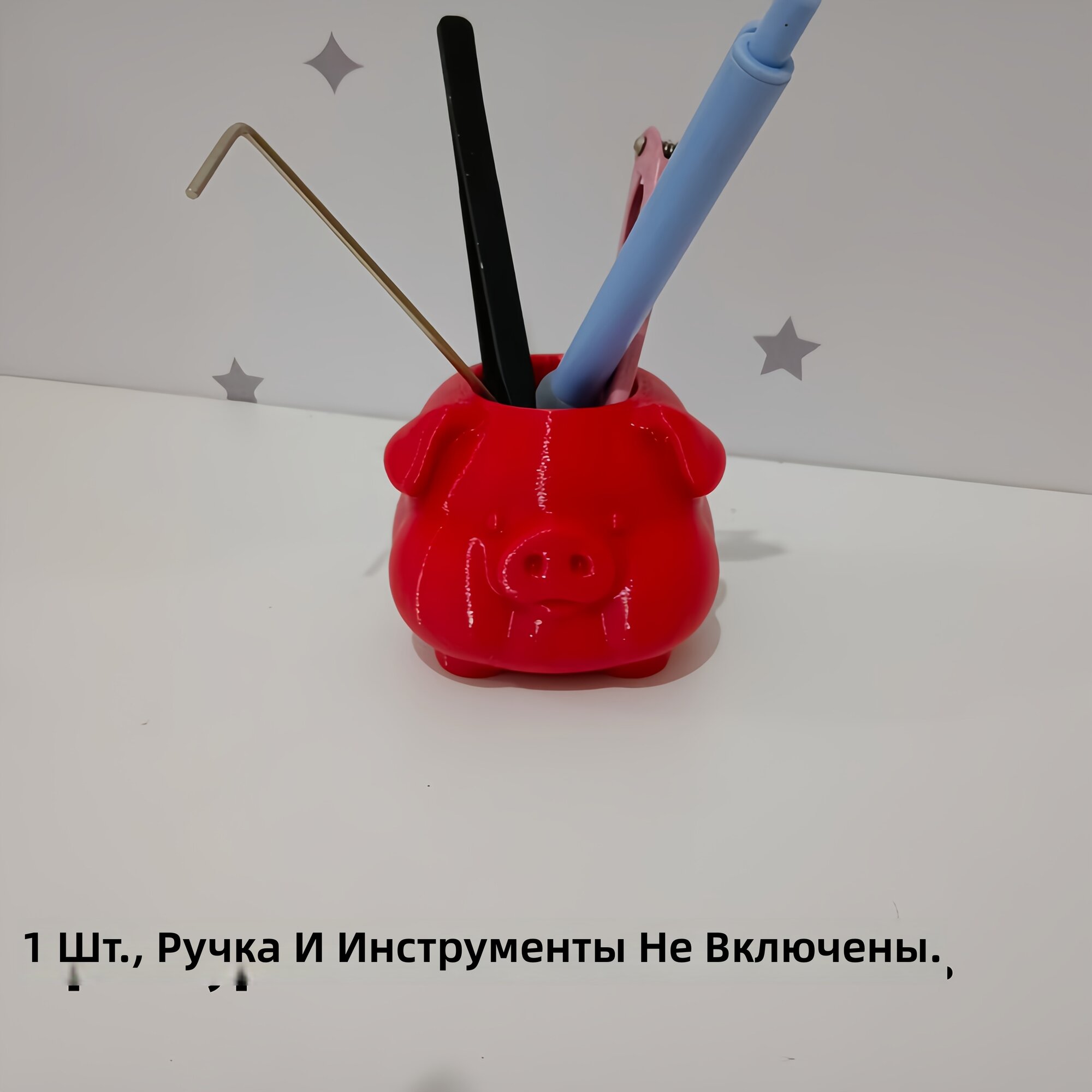 Пластиковая фигурка свиньи, красный, декор для дома и офиса, держатель для ручек и кистей, 1 шт.