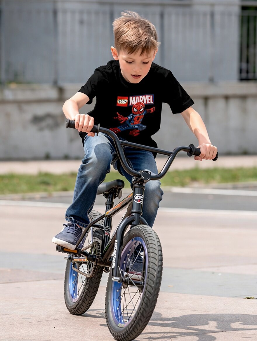 Футболка  KIDS_GAME_BLACK, размер 140, черный/красный — фото 1