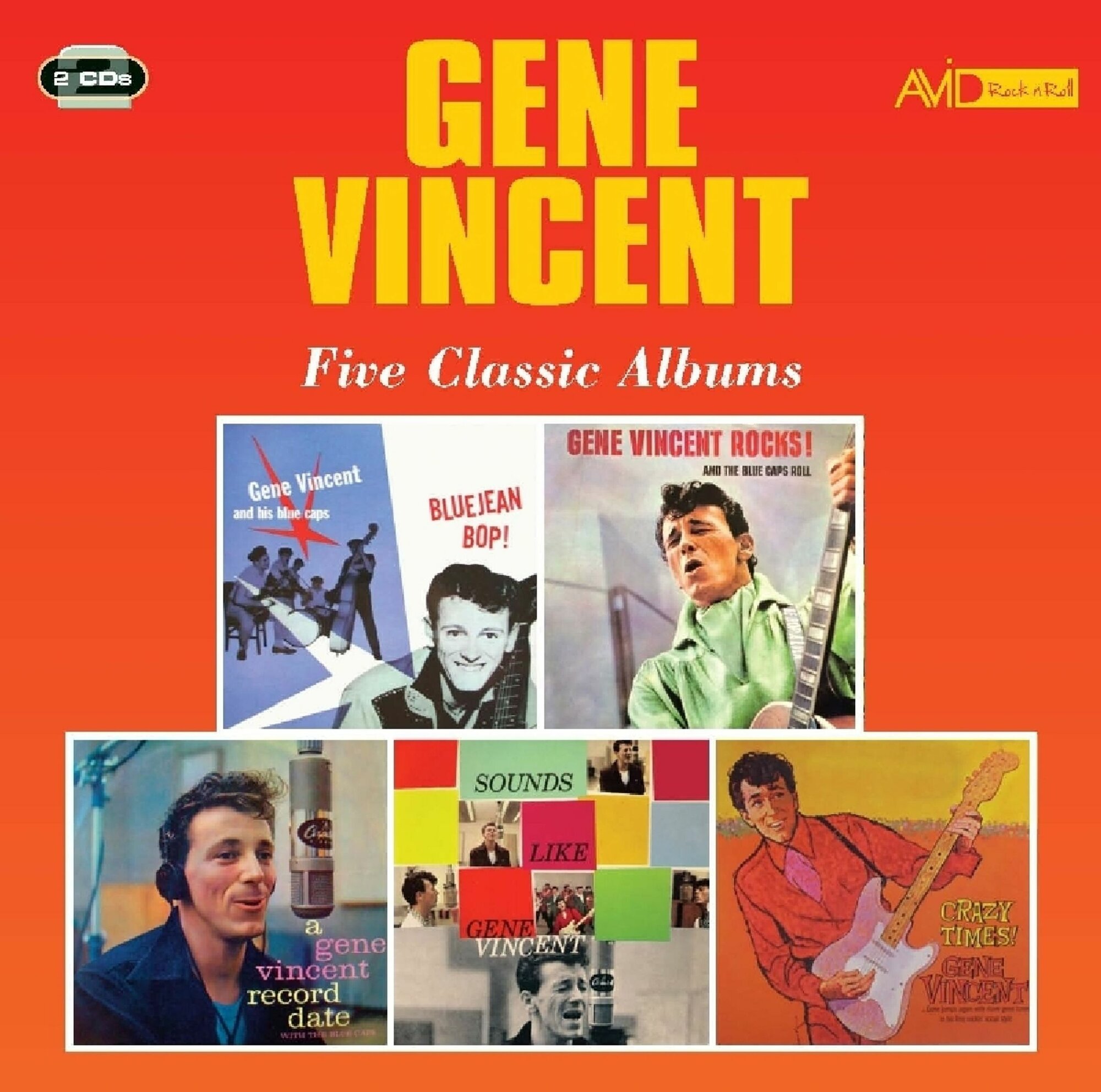 Музыкальный диск Gene Vincent - Bluejean Bo /Rocks! And The Blue Caps Roll/ Record Date/ Sounds Like/ Crazy Times (2CD) 2018, Jewel