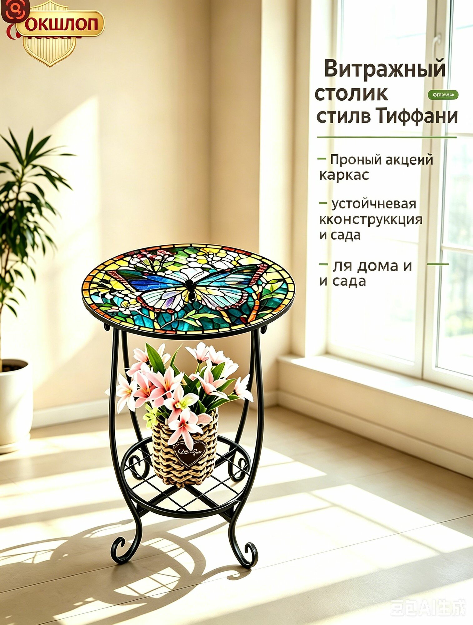 Садовый стол, Металл 40х30х60 см металлический столик садовая мебель