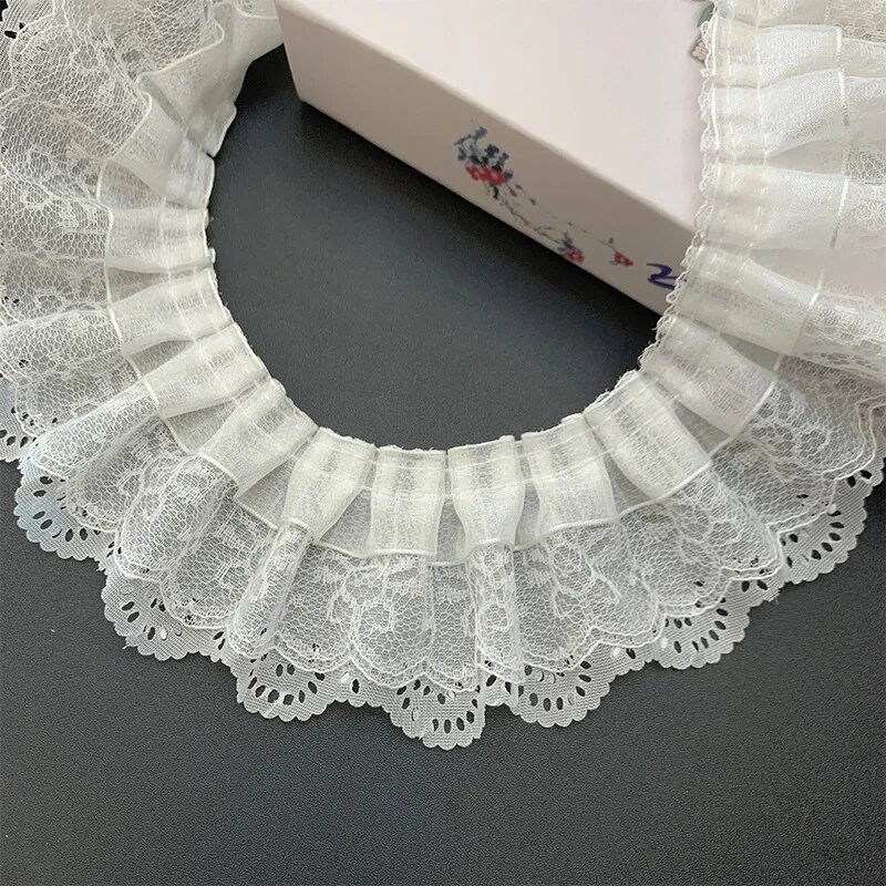 Кружевная тесьма из шифона белого цвета 2 ярда wide6.5cm
