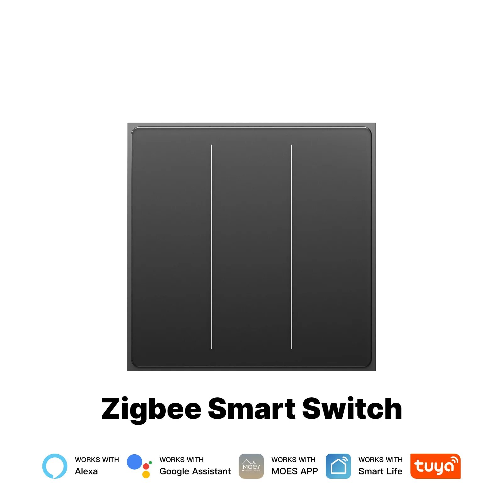 Умный выключатель ZigBee 3 gang grey
