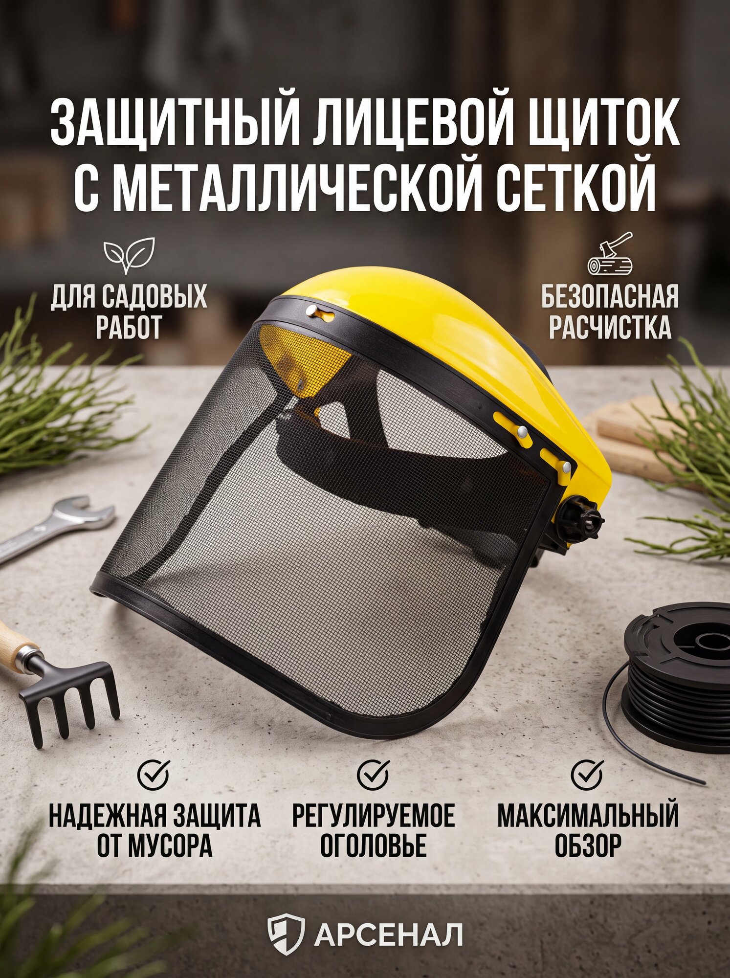 Защитный щиток для покоса травы, Маска защитная для триммера, каска с наушниками