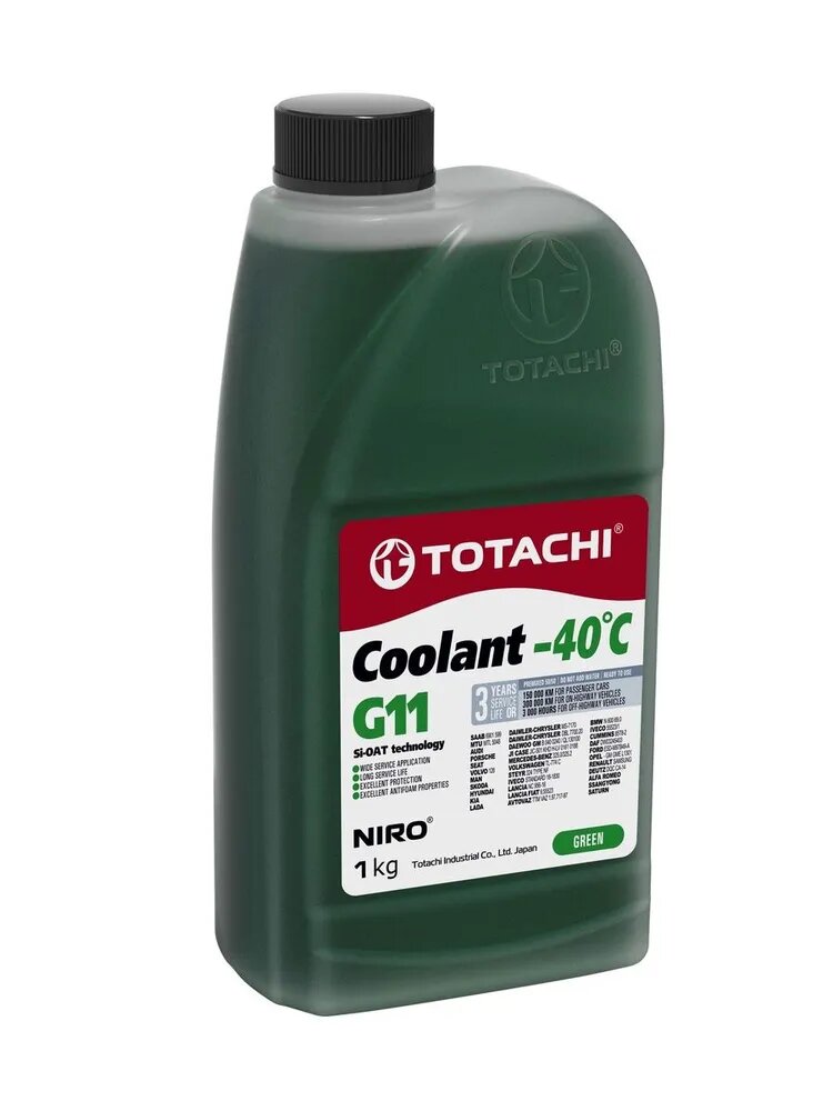 Антифриз Зеленый TOTACHI G11 (-40C) 1 кг гибридный H-OAT