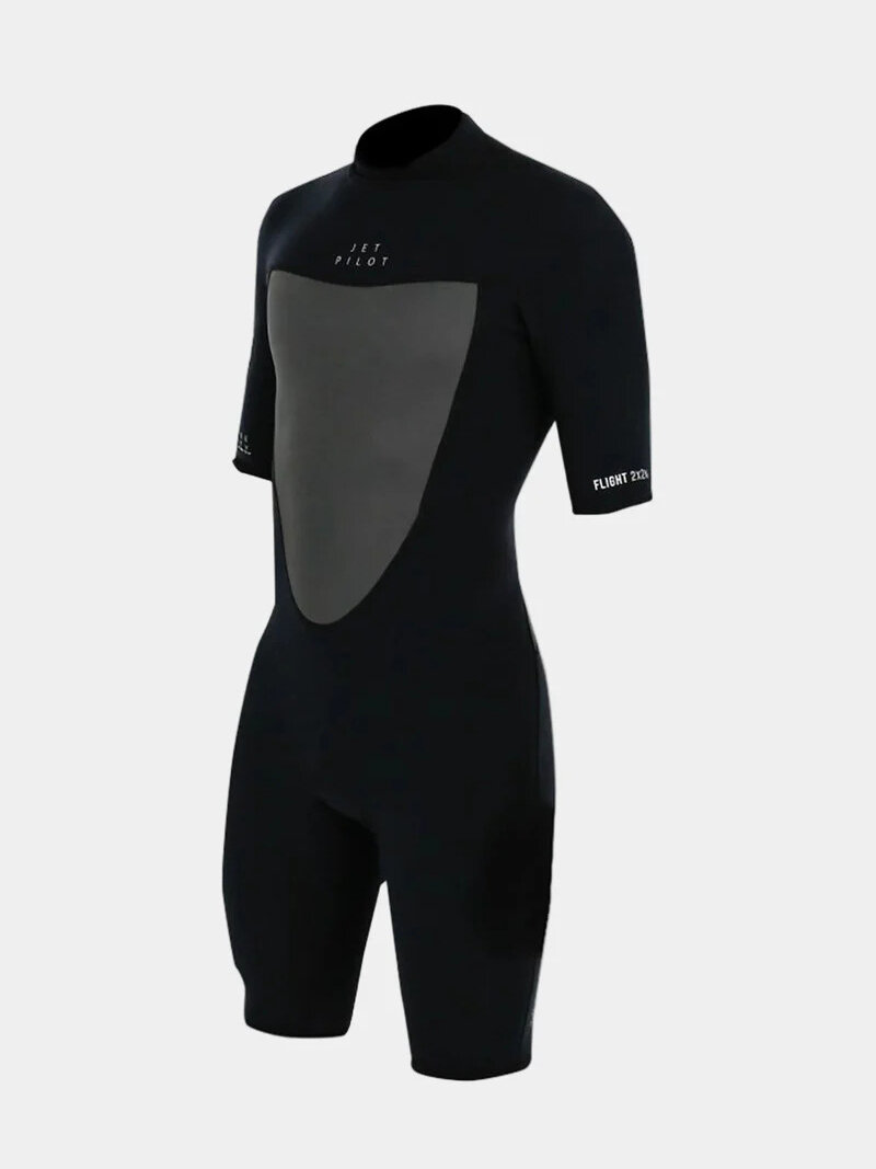 Гидрокостюм мужской короткий Jetpilot flight 2x2 bz ss springsuit flatlock black/black, размер M