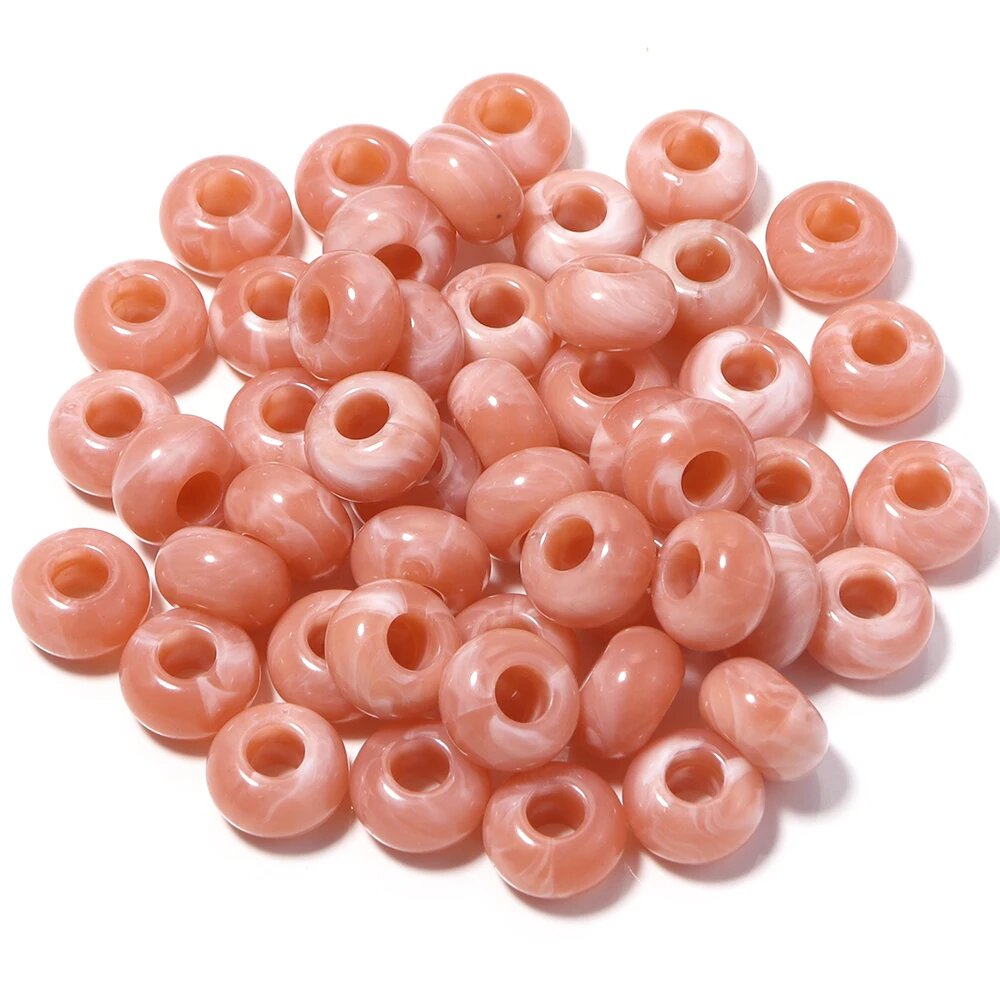 Акриловые бусины 14x8 мм разноцветные формы абакуса 50 шт. Розовый, Orange pink