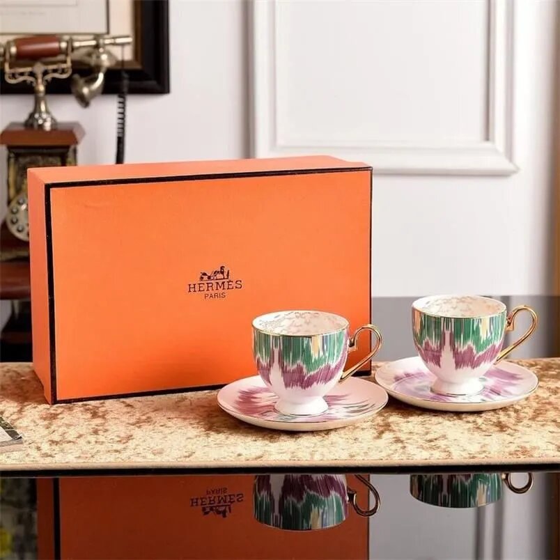 Чашка Hermes 200 мл 4 шт, Костяной фарфор, разноцветный, Дизайн: узор