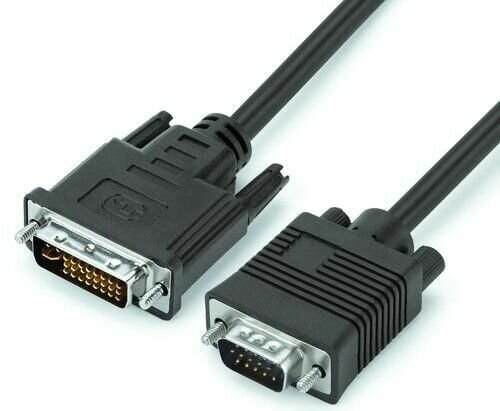 Кабель соединительный , разъмы DVI-I - VGA, длина 1 м, цвет- черный, надежный