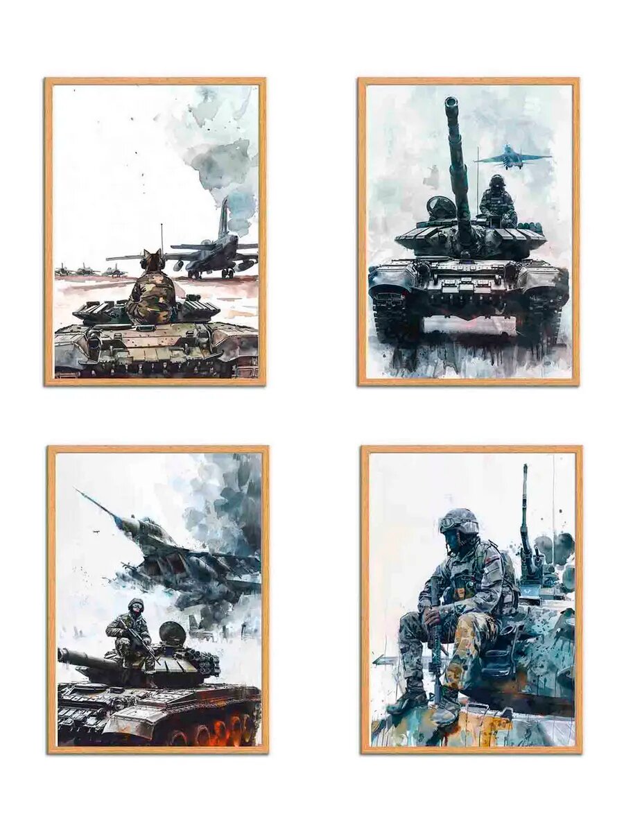 Кот Корат Солдат, 4 Плаката А3, 30х42 см