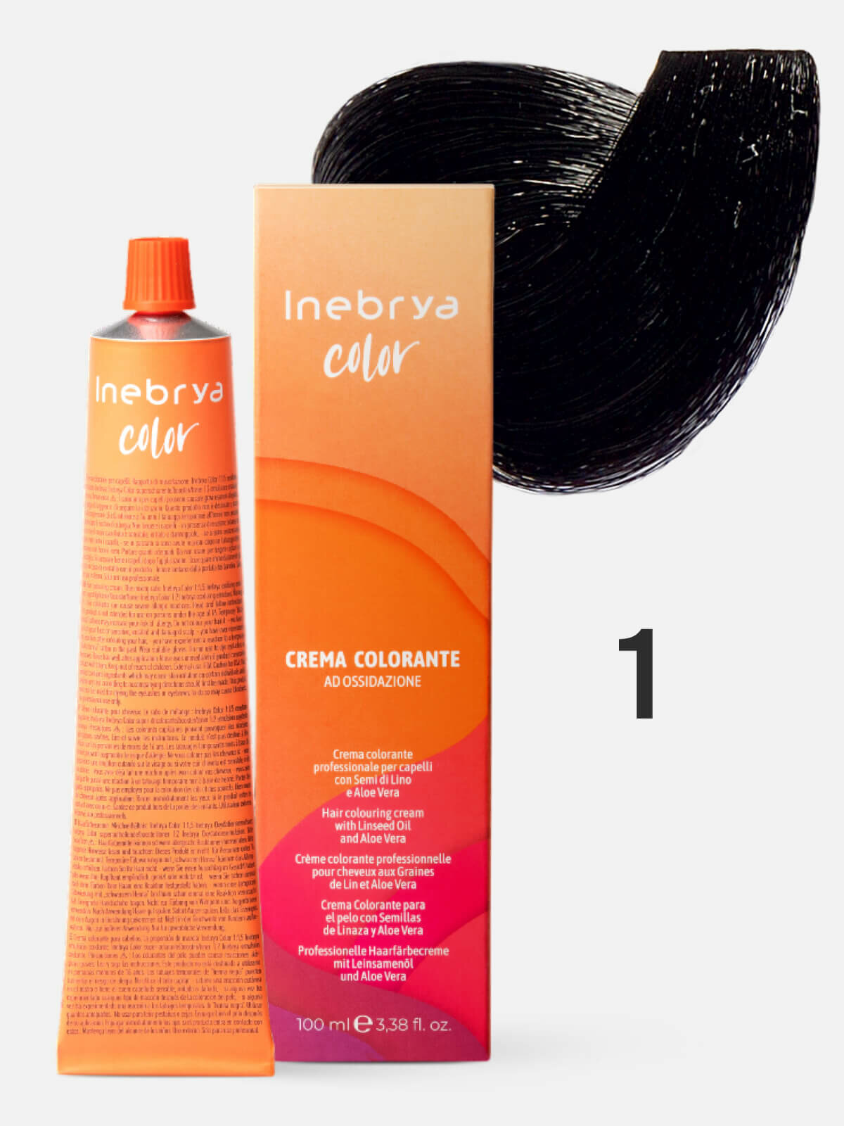 Крем - краска для волос профессиональная Inebrya Color Professional 1 Черный, 100 мл