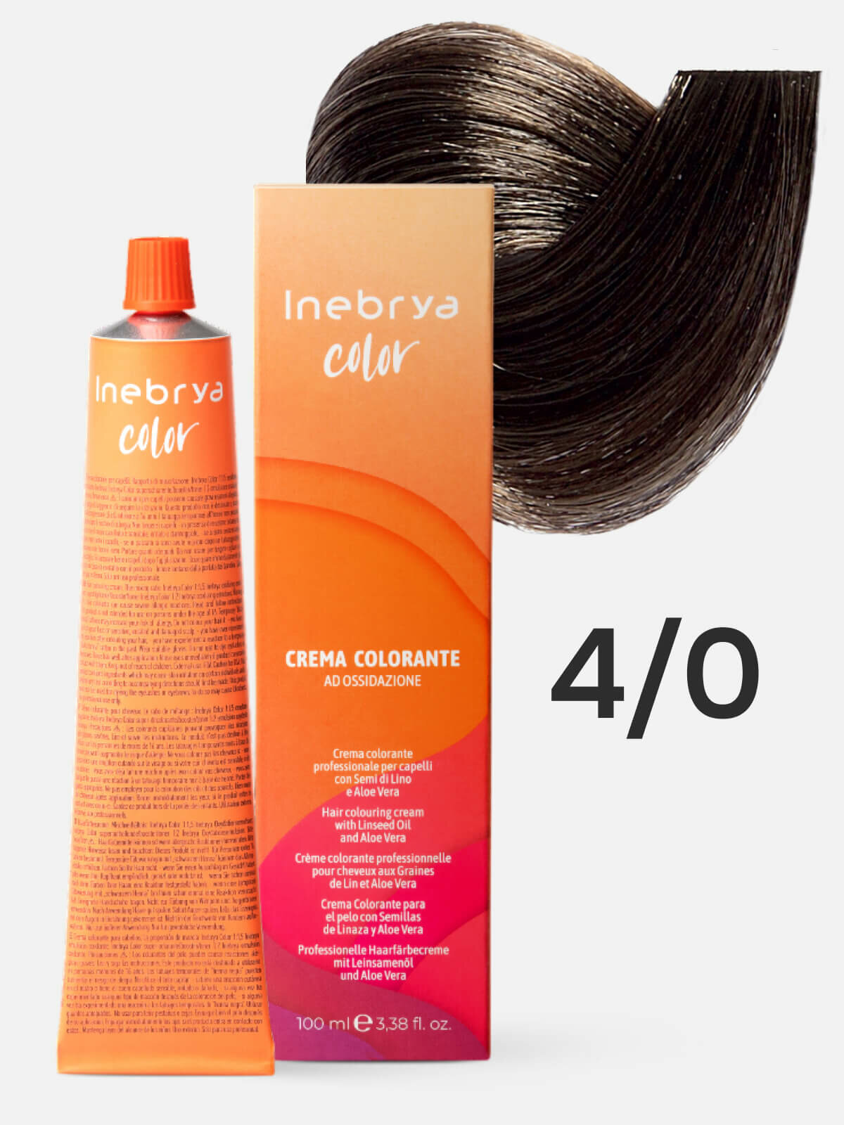 Крем - краска для волос профессиональная Inebrya Color Professional 4/0 Каштановый Натуральный, 100 мл
