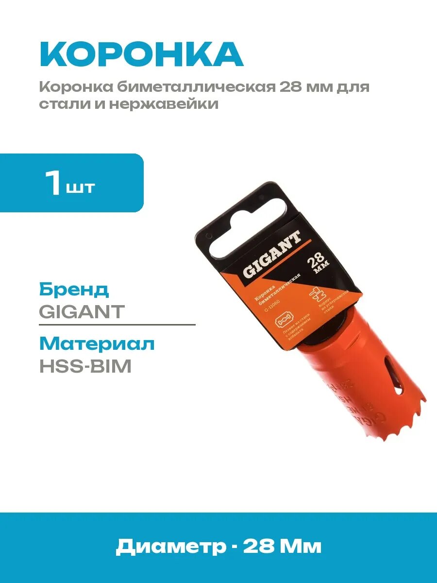 Коронка HSS BIM 28 мм для нержавейки и цветных металлов