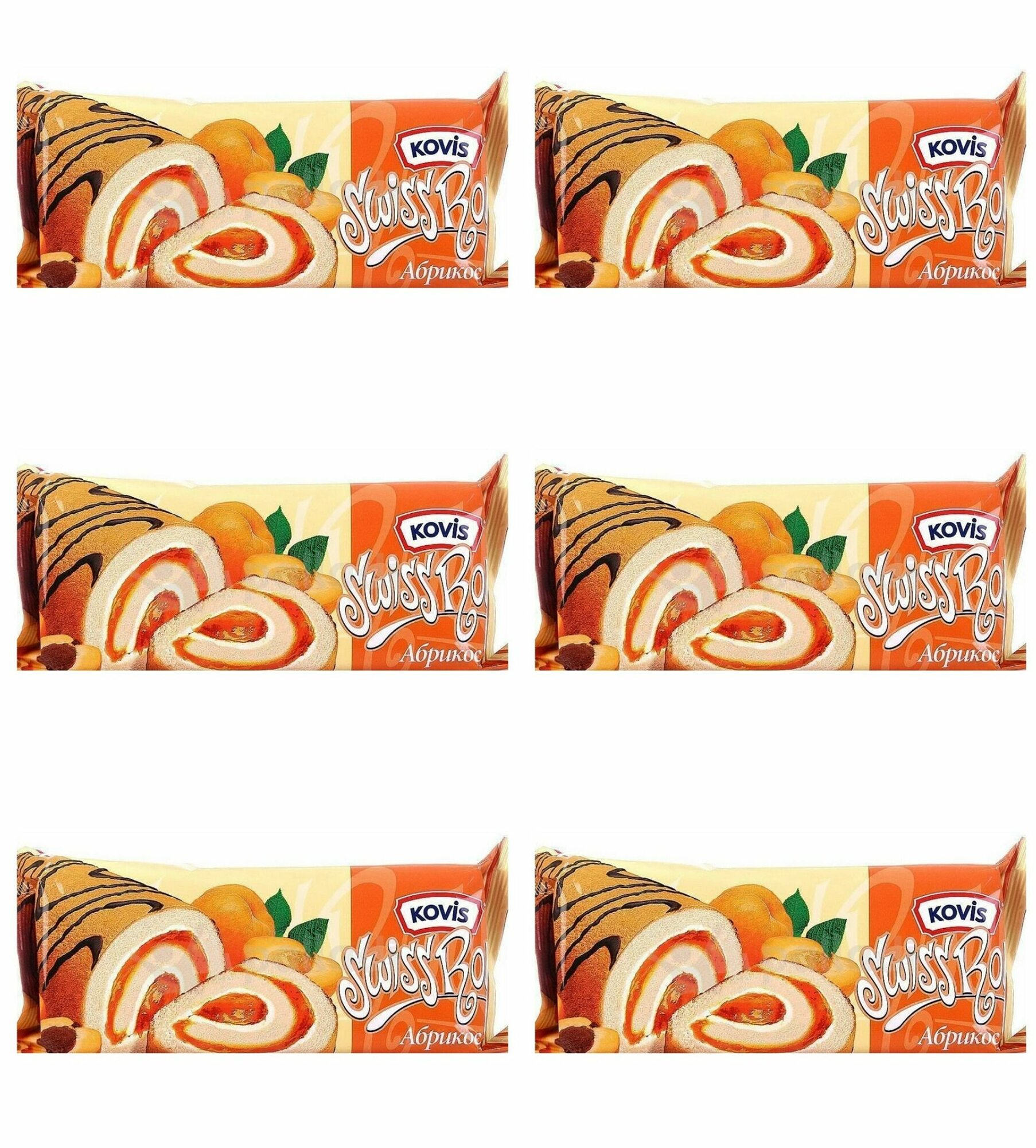 Kovis Рулет Swiss Roll Абрикос, 175 г, 6 шт.