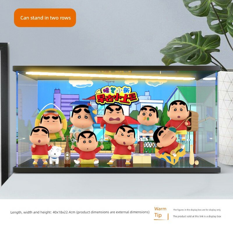 Коробка с подсветкой LED и расписанной фоном для фигурок 52TOYS Крэйзон Шин-чан Ранний Картофель, прозрачный акриловый