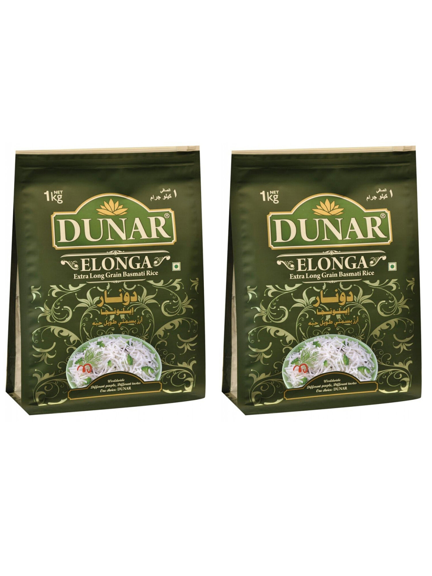 Рис Dunar Basmati Elonga длиннозерный шлифованный 1 кг x 2 шт