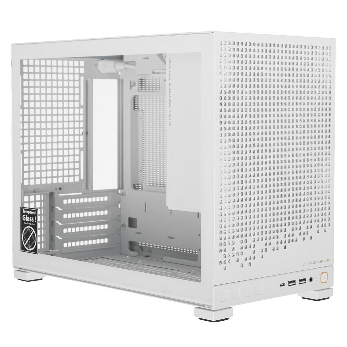 Корпус JONSBO D32 PRO White без БП, боковая панель из закаленного стекла, mini-ITX, micro-ATX, белый