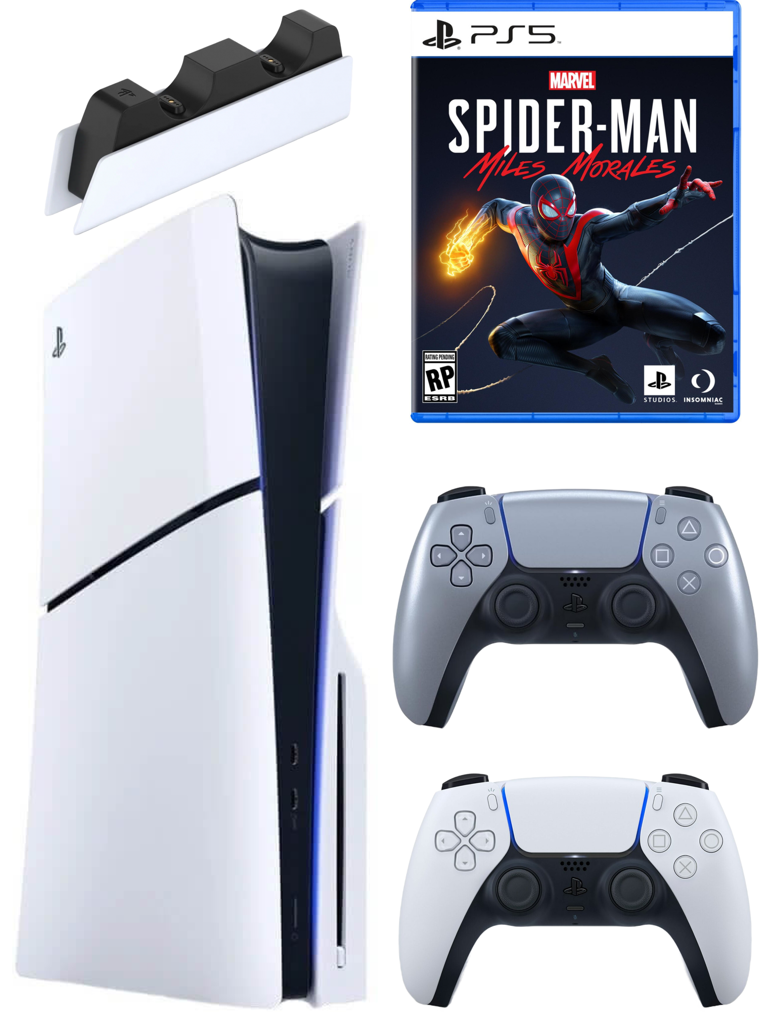 Игровая приставка Sony PS 5 Slim,1ТБ(с дисководом) +2-ой геймпад+Зарядная станция+Spider-Man: Miles Morales