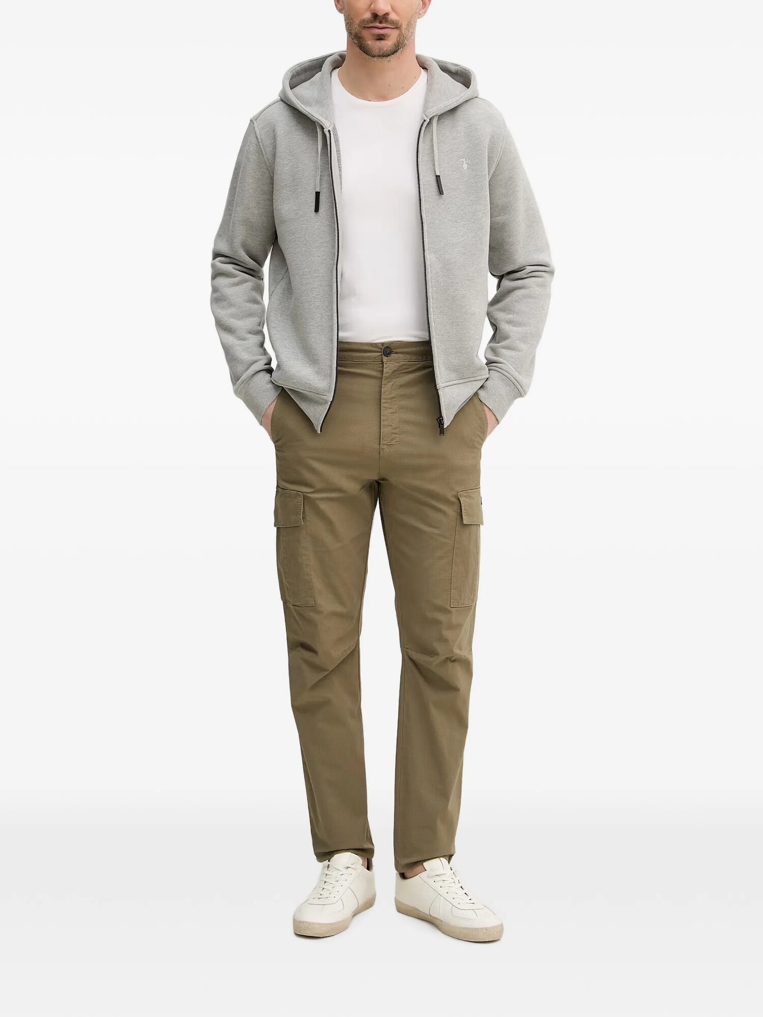 Брюки TRUSSARDI Button-fastening trousers, размер 48, зеленый — фото 1