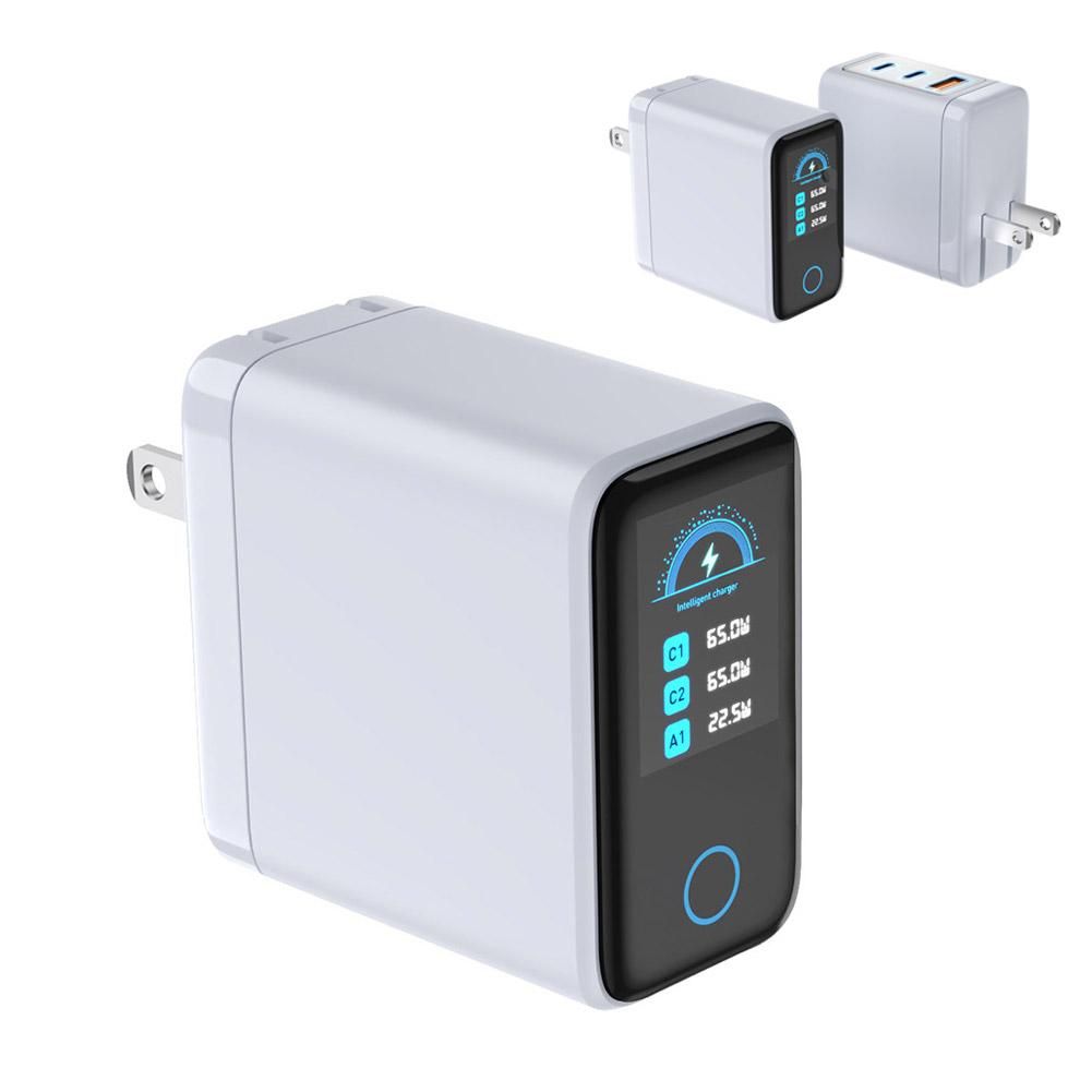 Сетевое зарядное устройство 65 Вт, 2 USB-C, 1 USB-A, с дисплеем мощности, белое