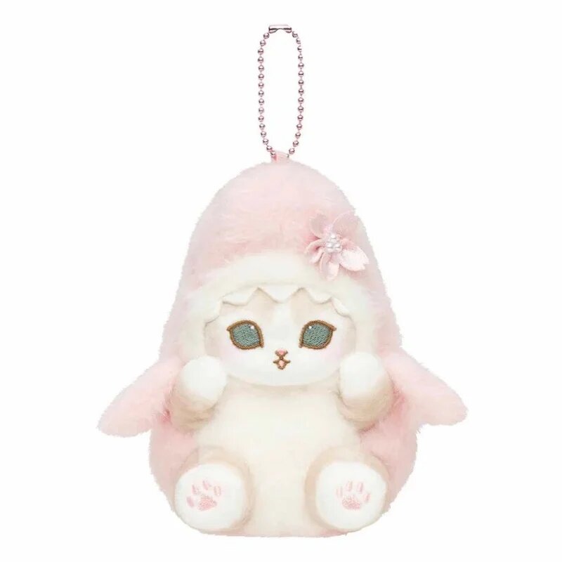 Mofusand розовый плюшевый брелок-кошка с креветкой 10-12CMsakura