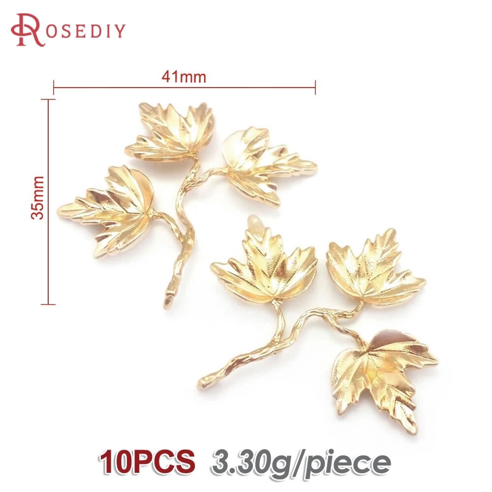 Подвески Rosediy в форме кленового листа из латуни 18К золото/серебро Бежевый, 40256-18K Gold Color