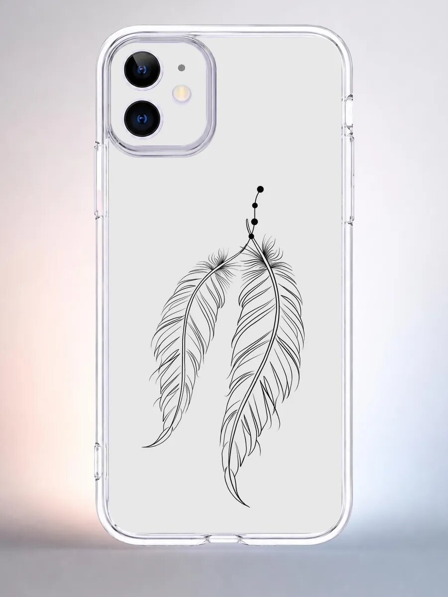 Чехол iPhone 11 перья пара силиконовый