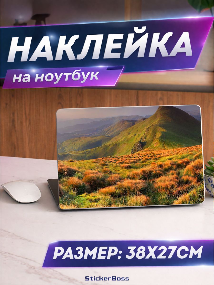 Наклейка на ноутбук Горная долина 38х27 см