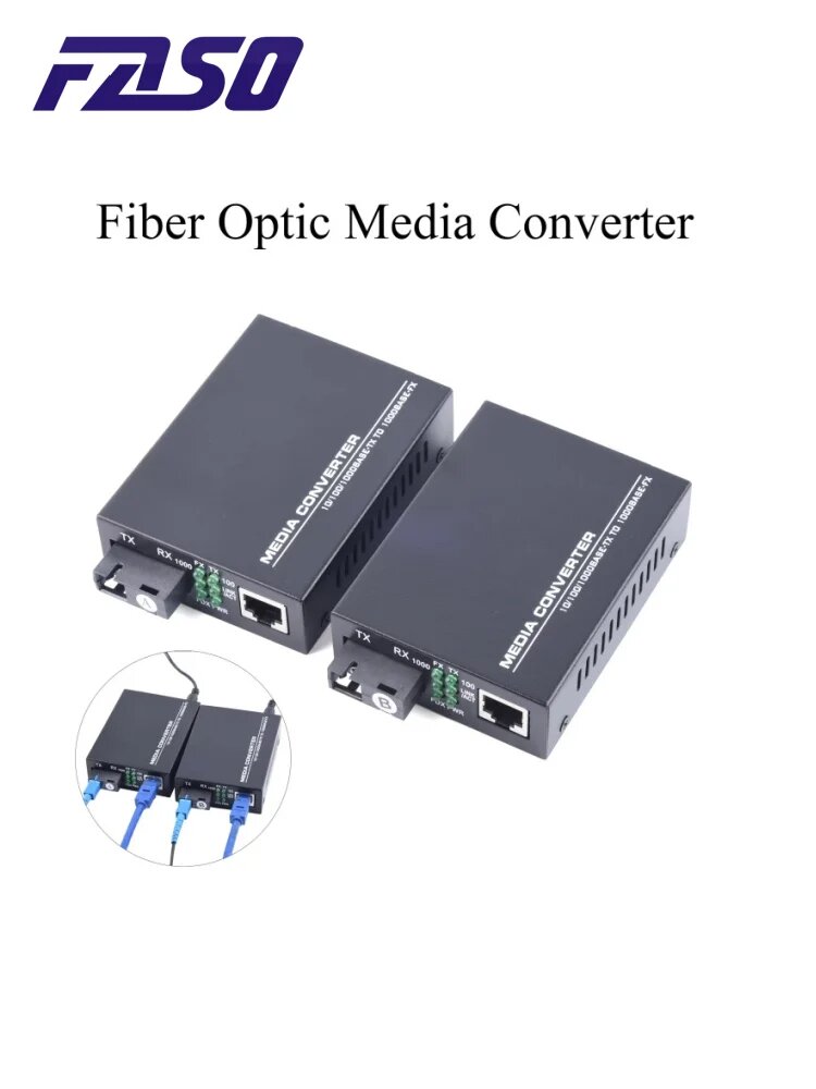 Гигабитный оптоволоконный медиаконвертер 20 км 1000 Мбит/с Ethernet RJ45 одномодовый одинарный оптоволоконный TX RX SC порт внешний источник питания