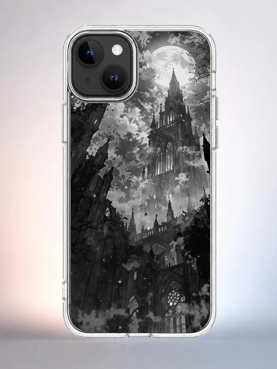 Чехол iPhone 13 собор под луной силиконовый
