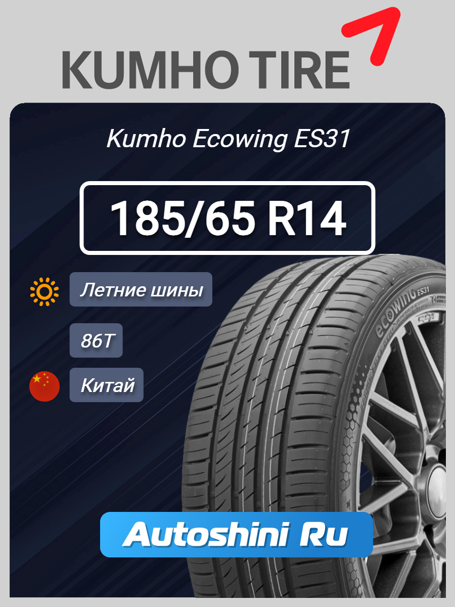 Шины летние Kumho Ecowing ES31 185/65 R14 86T