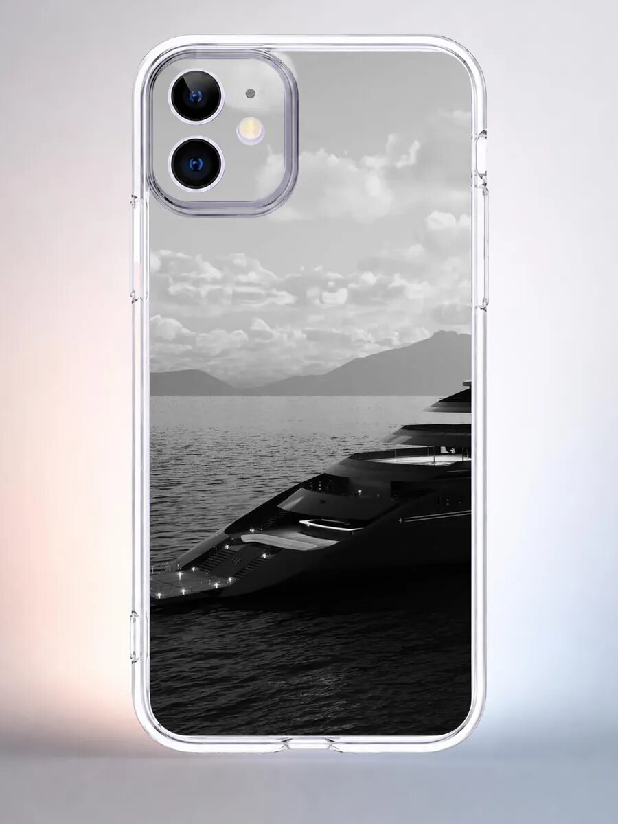 Чехол iPhone 11 яхта на воде горы силиконовый