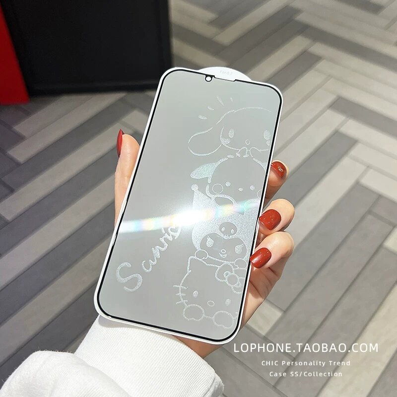 Защитное стекло для iPhone 16 Pro с антибликовым покрытием и рисунком Стакан Киннамон Собака