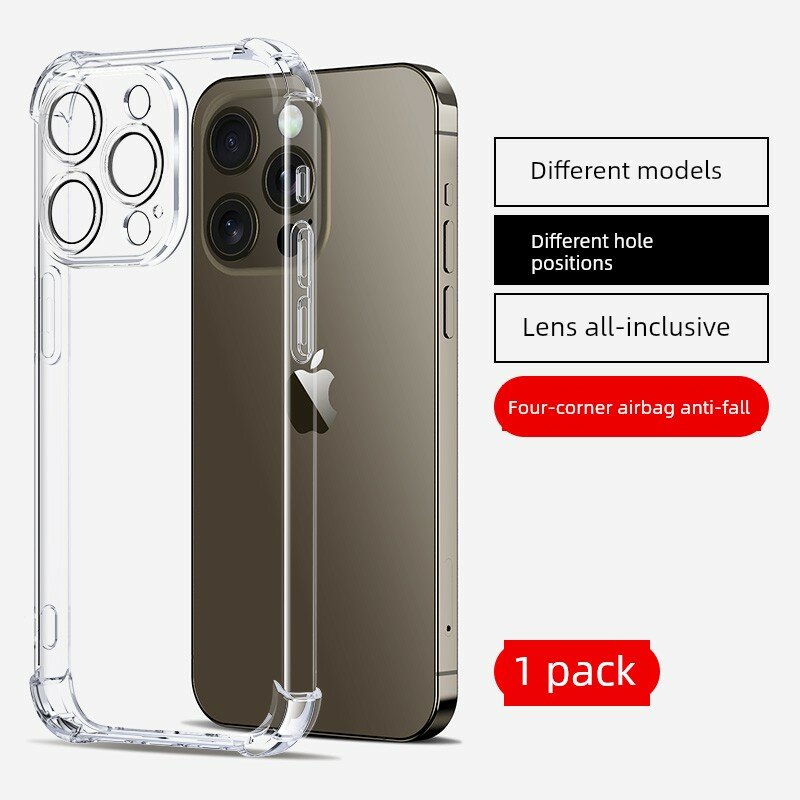 IPhone 17 Прозрачный Силиконовый Чехол с Воздушной Подушкой в Углах, Полным Покрытием Объектива, Защитой от Падения