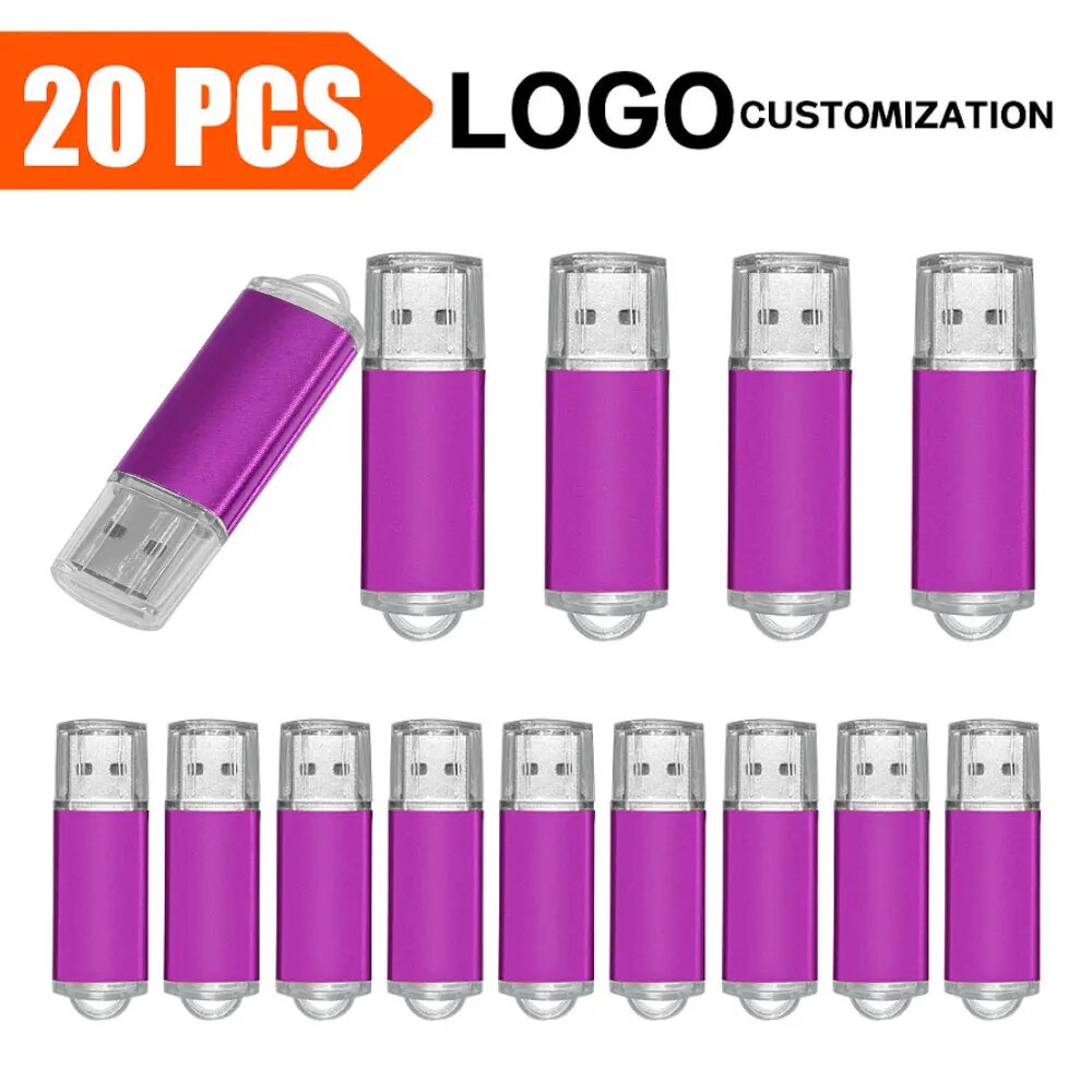 USB флешки оeny металлические 8ГБ-128МБ 20 шт. Фиолетовый, 1 ГБ, Purple