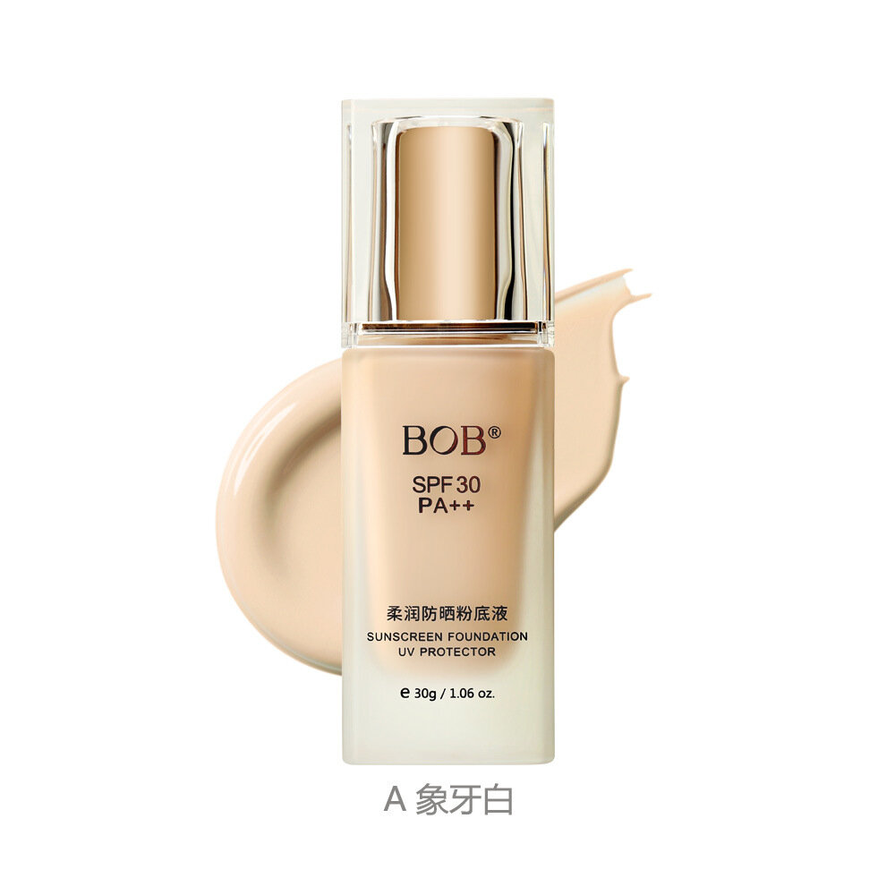 Солнцезащитный тональный крем BOB SPF30++ с контролем жирности, увлажняющий, легкий, не скатывающийся, стойкий макияж.