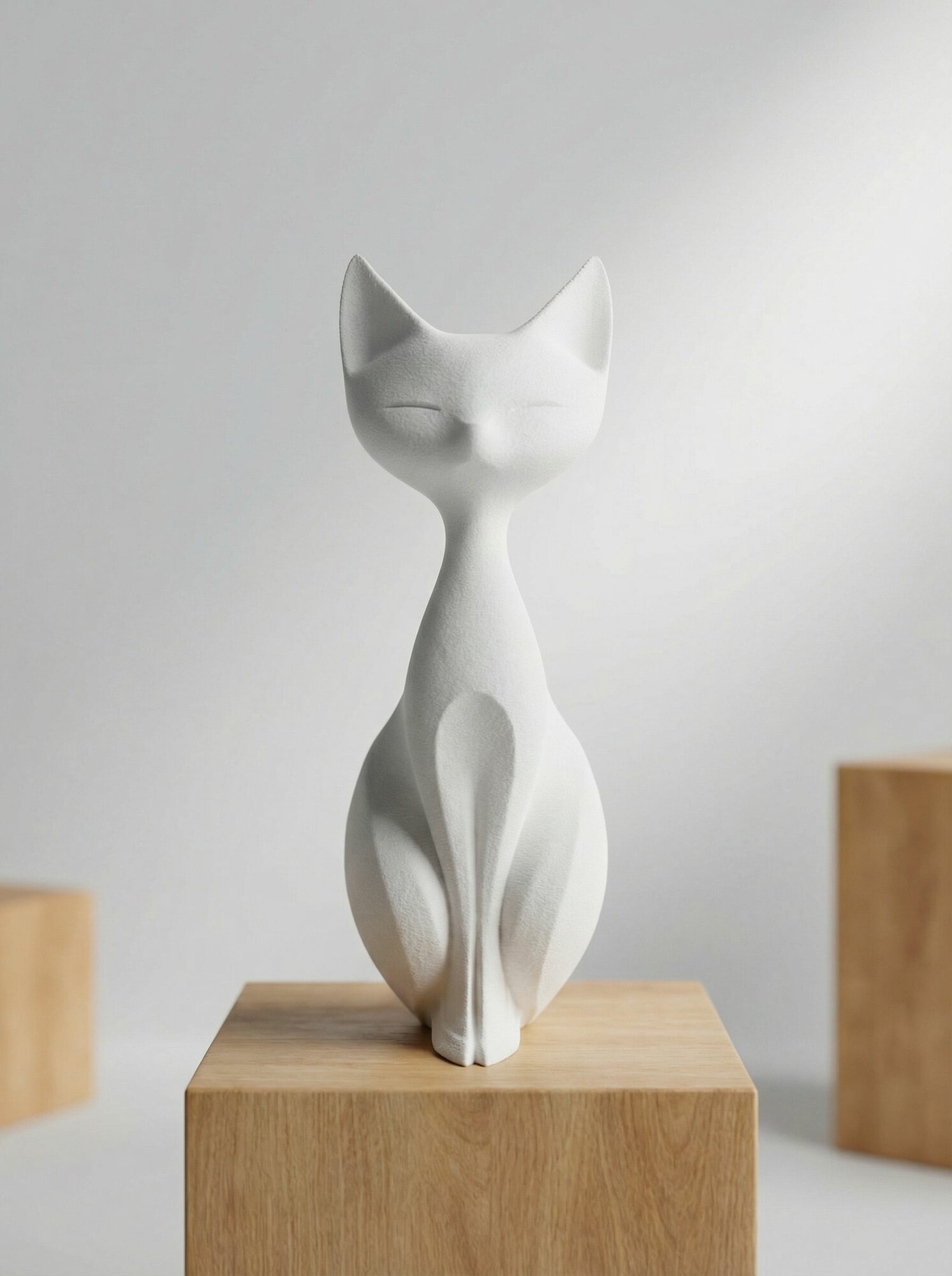 Статуэтка кошки (белая), 11 см - минималистичный декор для дома в скандинавском стиле, интерьерная фигурка, 3D-печать, подарок для дома