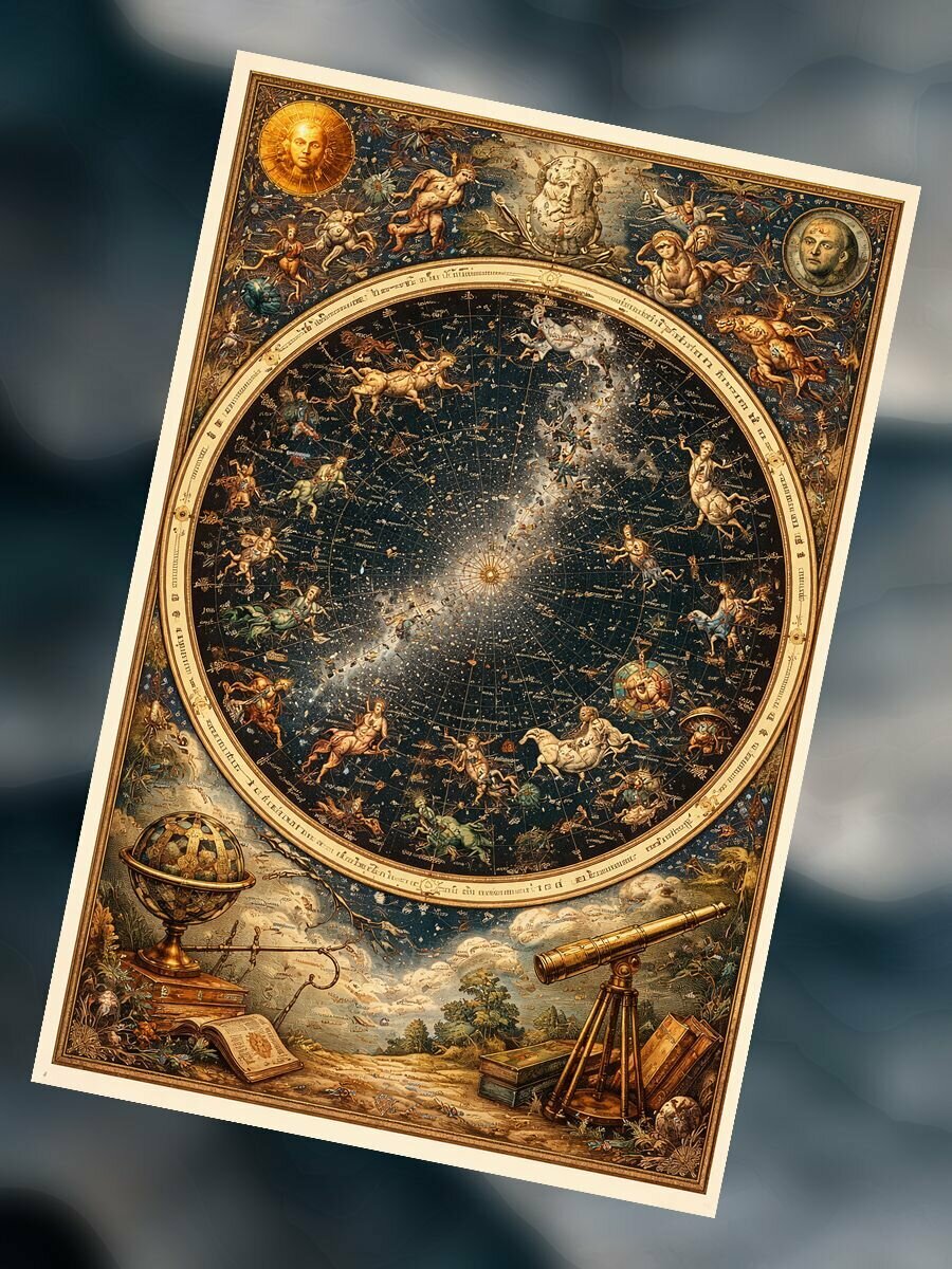 Постер "Карта звёздного неба", 29.7х42см, А3, глянцевый