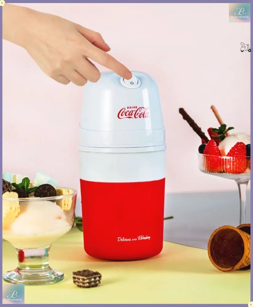 Мороженица Coca-Cola для приготовления домашнего мороженого или смузи, мощность 12 Вт, автоматическая, белый и красный цвет — фото 1