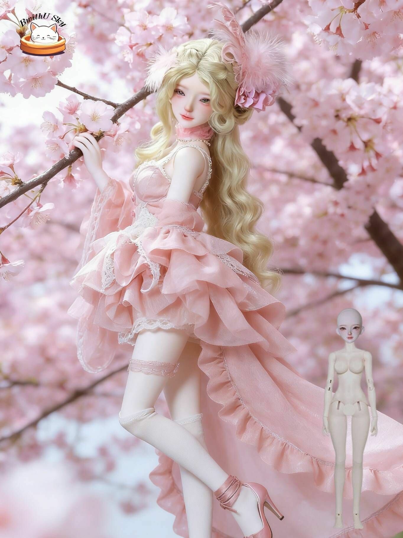BwithUSky Xana 1/4 BJD обнаженная кукла с нормальной кожей + макияж в стиле фристайл, без аксессуаров