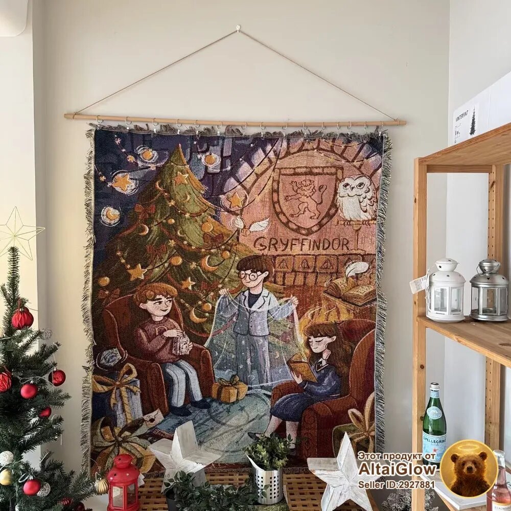 Гобелен Аниме «Рождество в Хогвартсе» 160x13x16 см, декор для дома, подарок фанатам Гарри Поттера