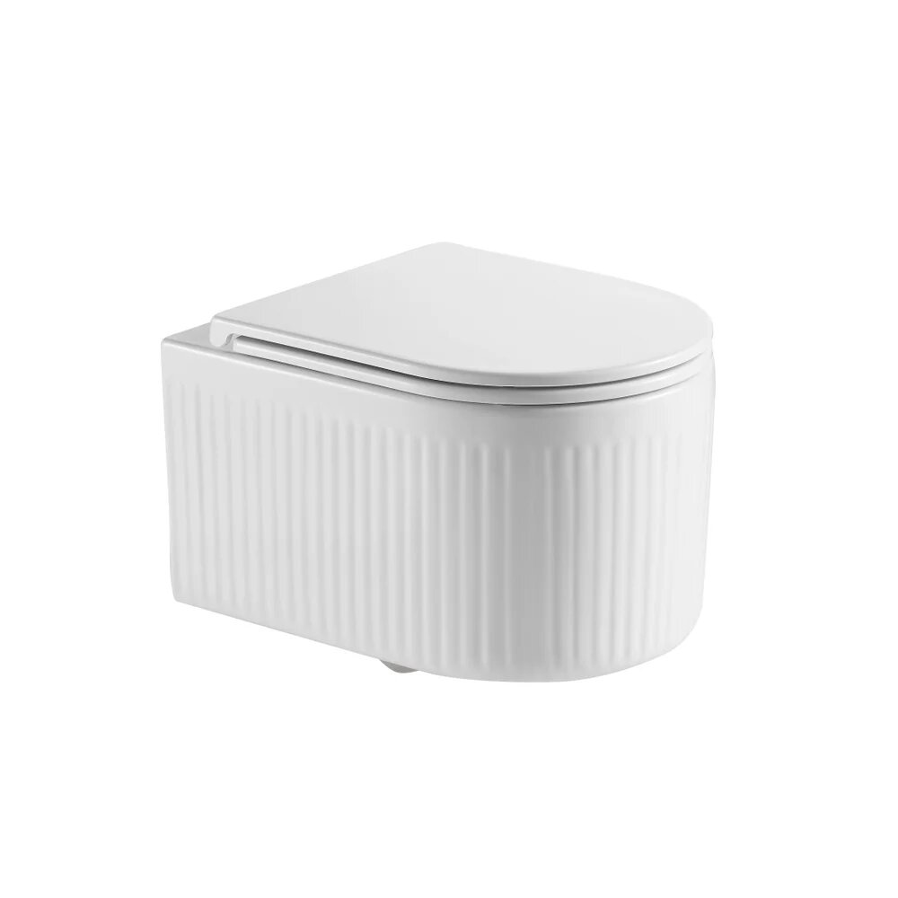 Унитаз подвесной Grossman GR-4408SQ с микролифтом, безободковый, без бачка, антивсплеск, фаянсовый, белый, глянцевый, овальный, сиденье для унитаза в комплекте