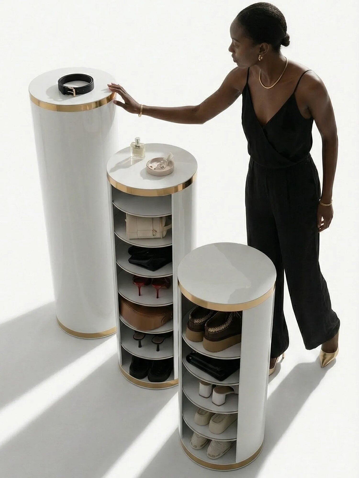 Дизайнерская обувница Tokyo с вращением 360 градусов, 120 см.