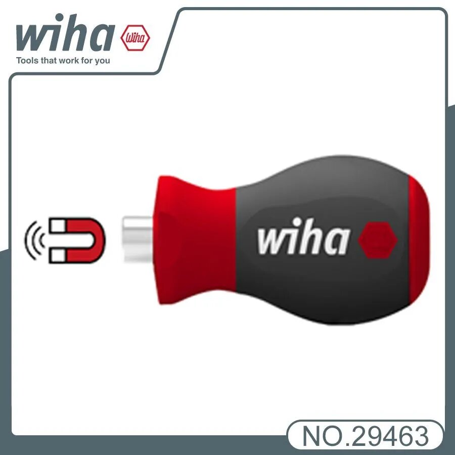 Wiha Подлинник,29463 Ручка отвертки 1/4", Stubby, мини съемная многофункциональная отвертка
